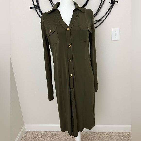 Michael Kors | Dresses | Michael Kors Olive Green Polyester Dress W ...